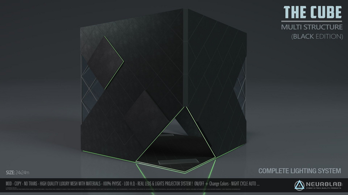 Second Life Marketplace - THE CUBE (BLACK Edition) (Multipurpose prefab ...